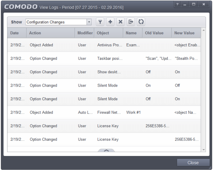 Configuration Changes, Configuration Management Tools | Comodo Client Security